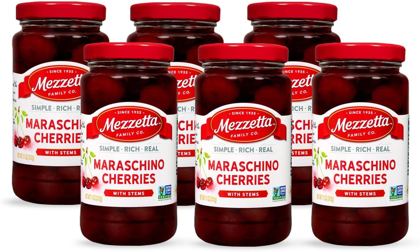 Amazon.com : Mezzetta Sweet Maraschino Cherries with Stems | Non-GMO ...
