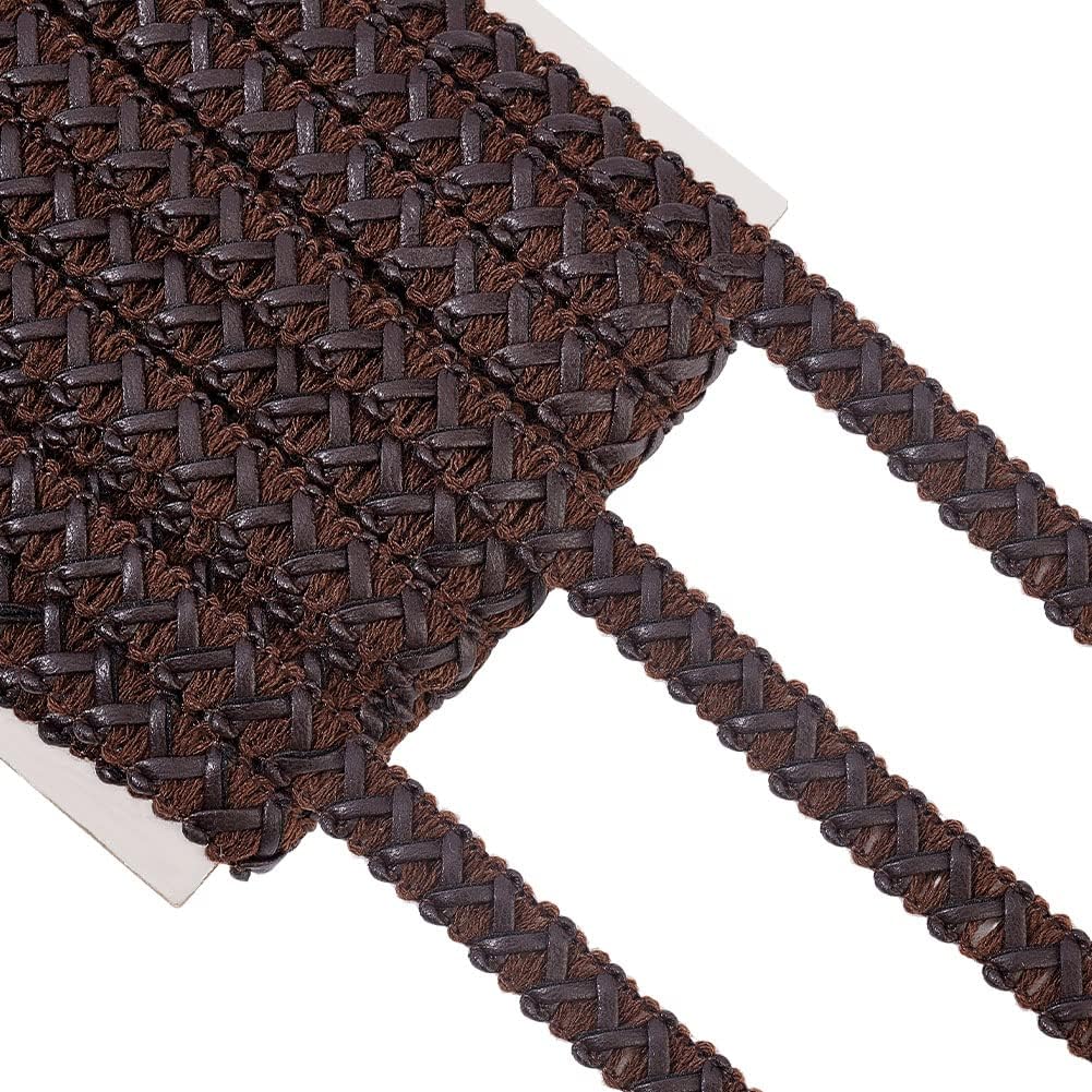 Amazon.com: BENECREAT 15 Yard Faux Leather Braid Trims Black Flat Braid ...