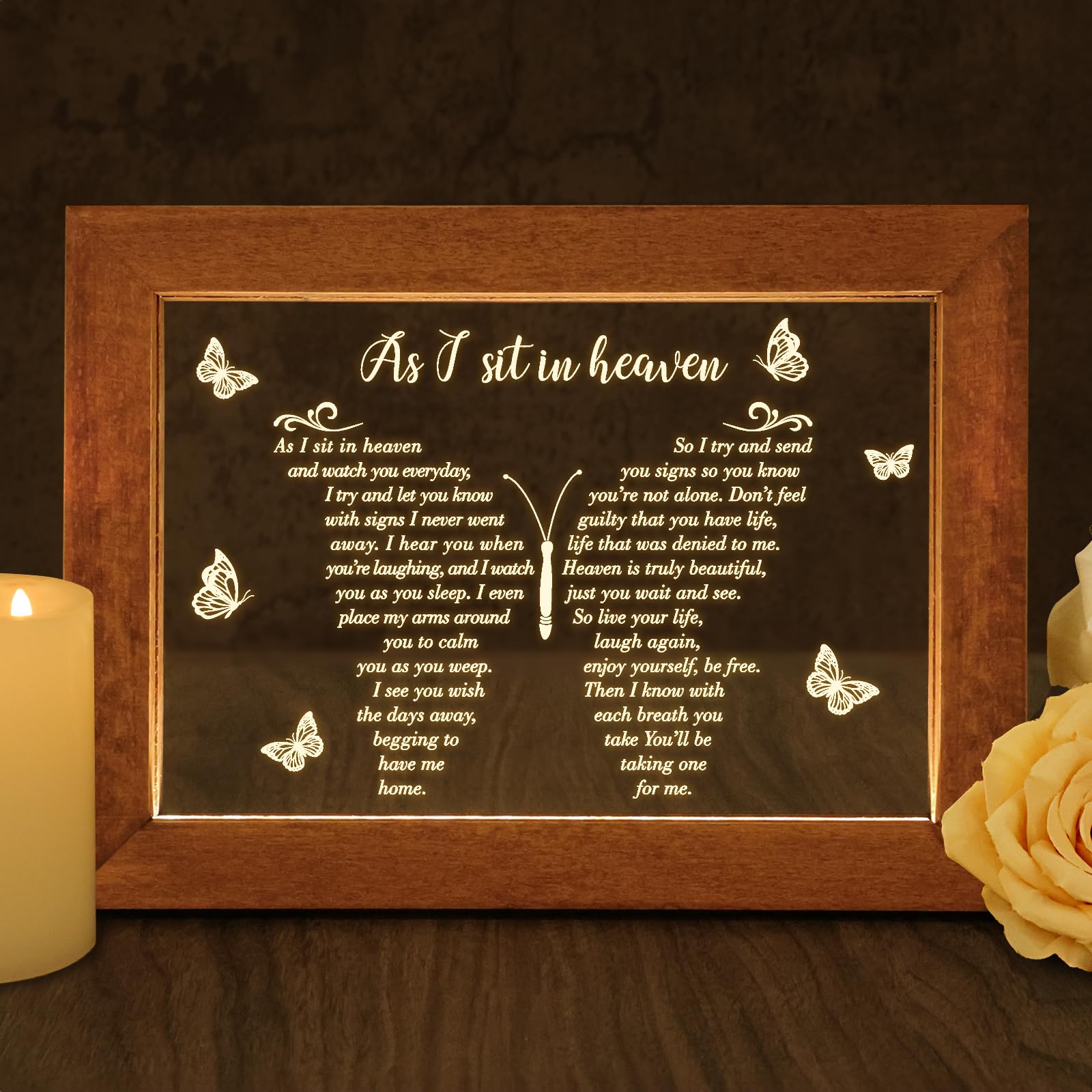 Amazon.com : Sympathy Gift LED Lighted Acrylic Plaque Frame - Light up ...
