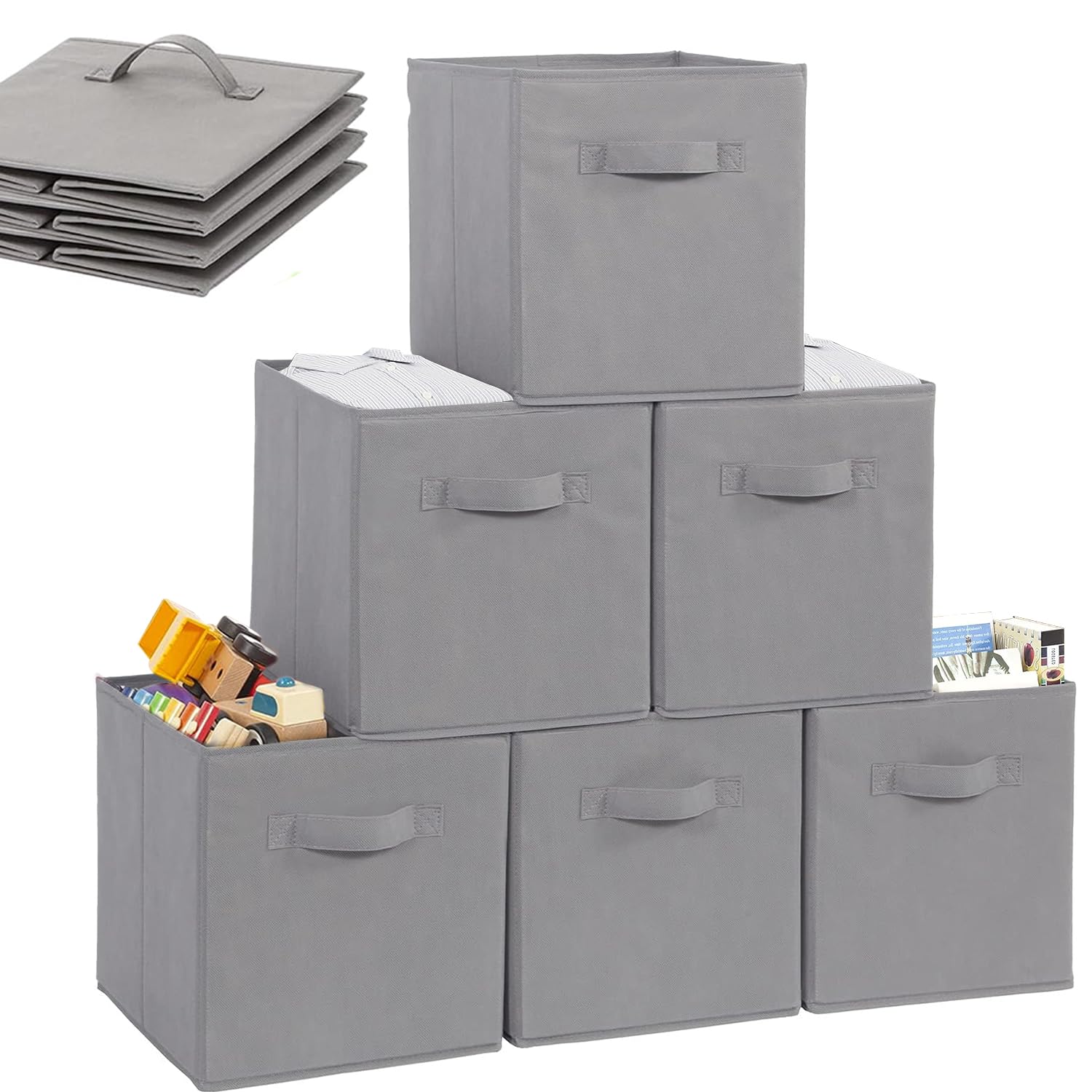 EOGILY Collapsible Fabric Storage Cubes Organizer, Set of 6 Home ...