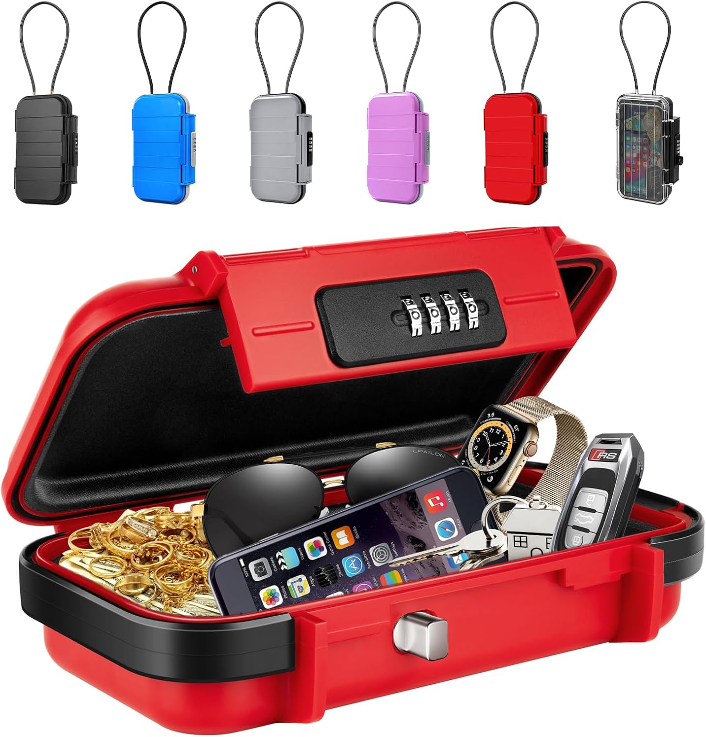 BKNOOU Travel Safe Portable Beach Safe Box Small Combination Safe Anti ...