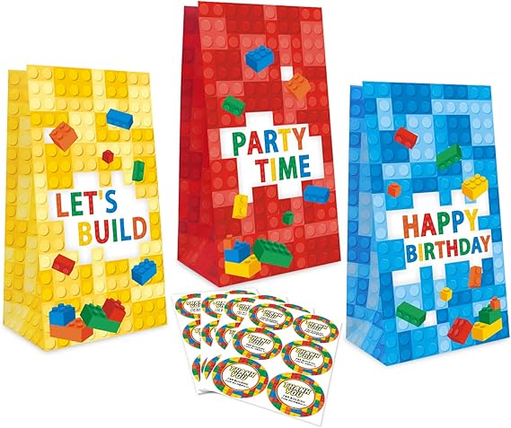 Amazon.com: 24 Packs Building Blocks Goodie Candy Treat Bags, Color ...