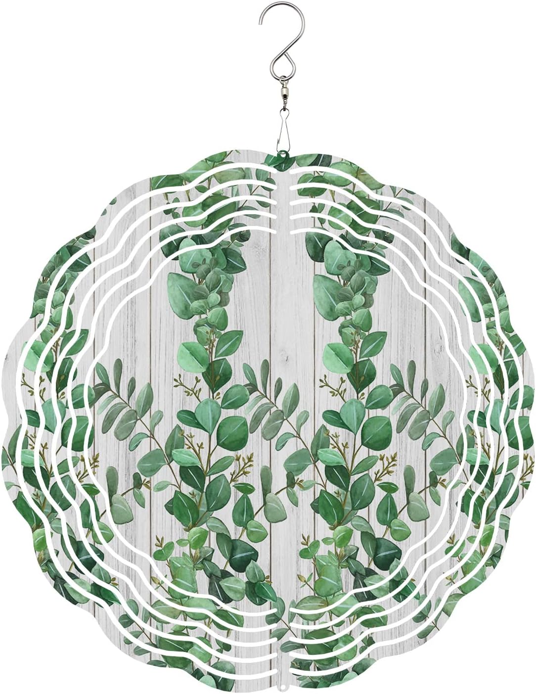 Amazon.com: Wind Spinner Green Eucalyptus Leaves Rustic Wood Plank ...