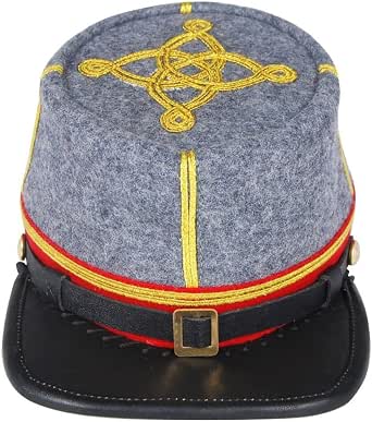 Amazon.com: Civil War Confederate Artillery Leather Peak Captain's 2 ...