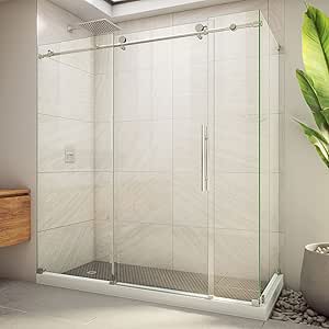 DreamLine Enigma-X 34 1/2 in. D x 72 3/8 in. W x 76 in. H Clear Sliding Shower Enclosure in ...