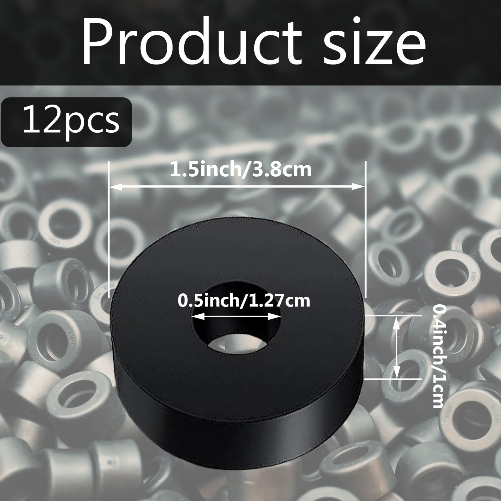 Snapklik.com : 12 PCS Black Thick Rubber Washers 1 1/2 Inch OD 1/2 Inch ...