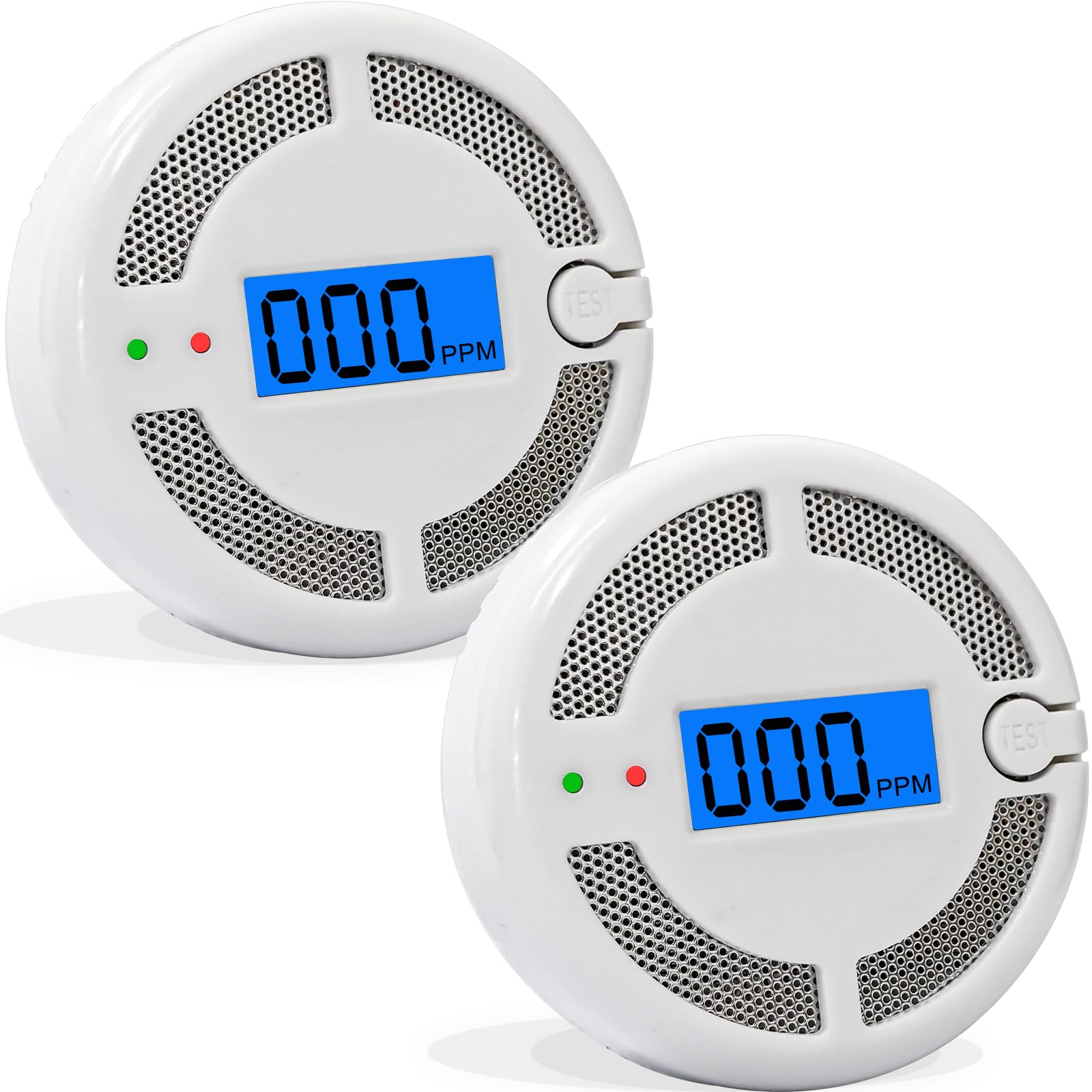 2 Pack Carbon Monoxide Detectors c,CO Monitor Alarm Detector Battery ...