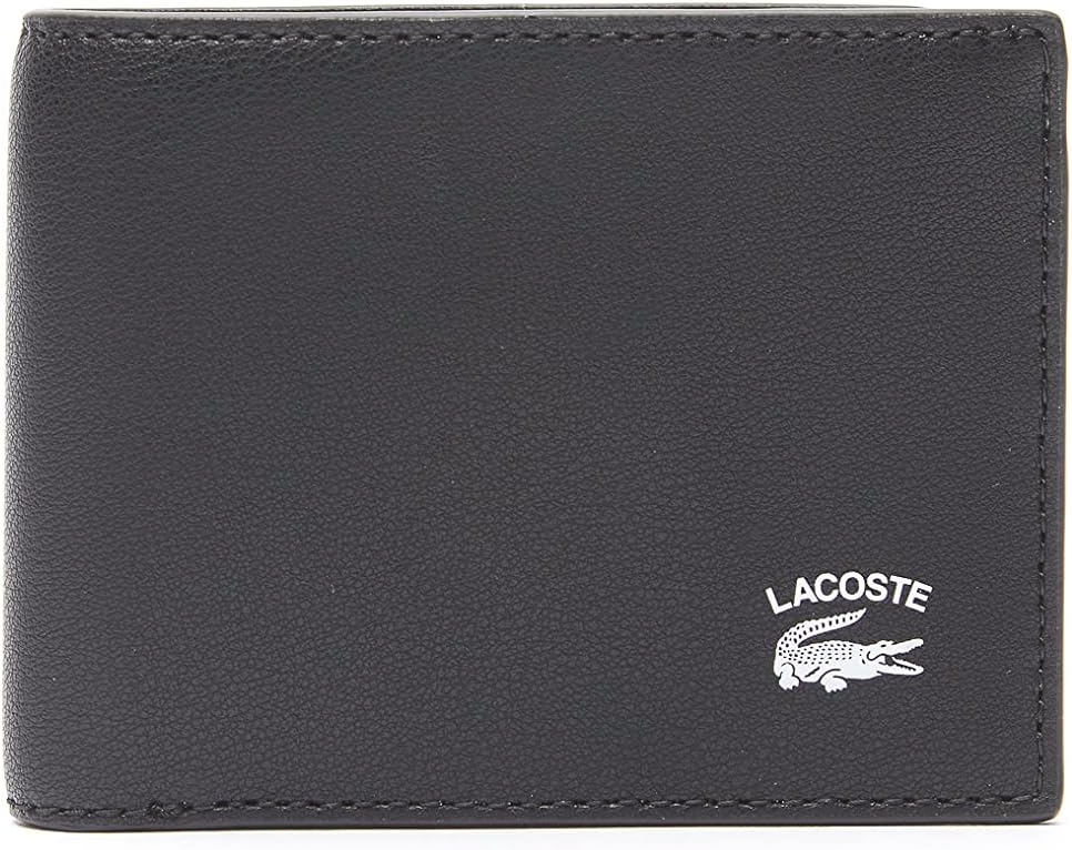 Lacoste Men's Interior Card Slot Foldable Wallet, Black, One Size ...