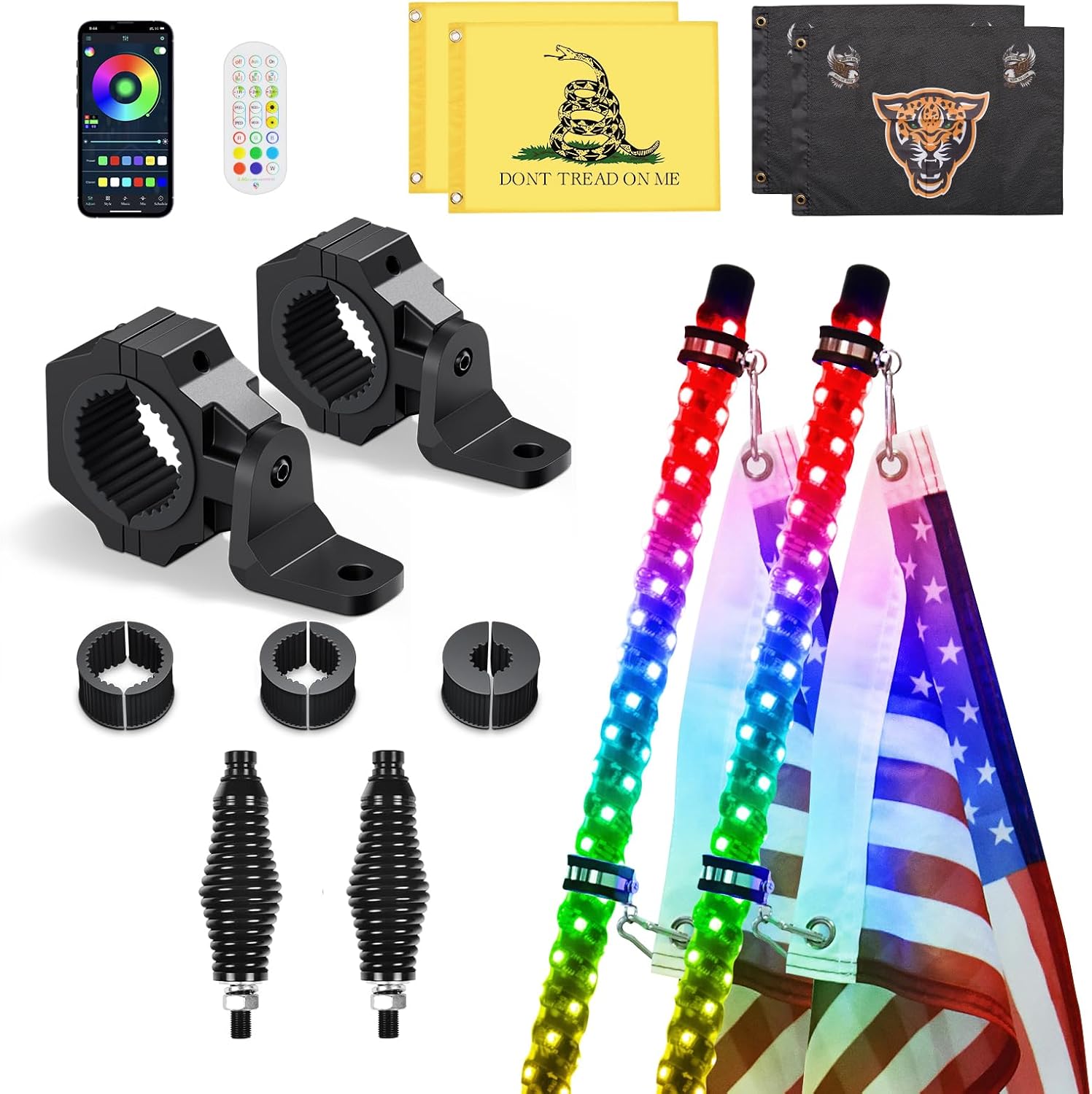 Amazon.com: Ehaho 2 Pack 4FT Whip Lights with UTV Whip Mount & Spring ...