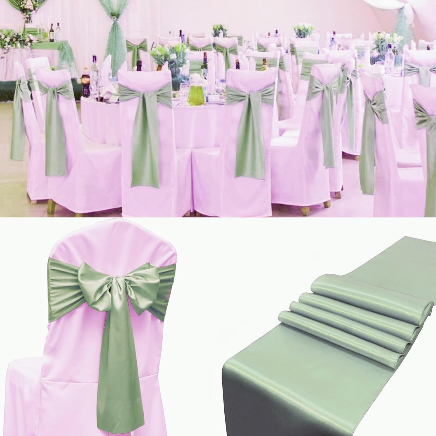Amazon.com: 100 PCS Satin Chair Sashes Decorative Bow Chair Sashes Ties ...