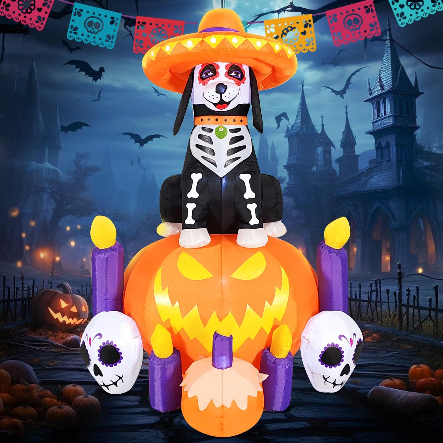 Amazon.com: DomKom Halloween Inflatable Blow Up Decorations, Dia de Los ...