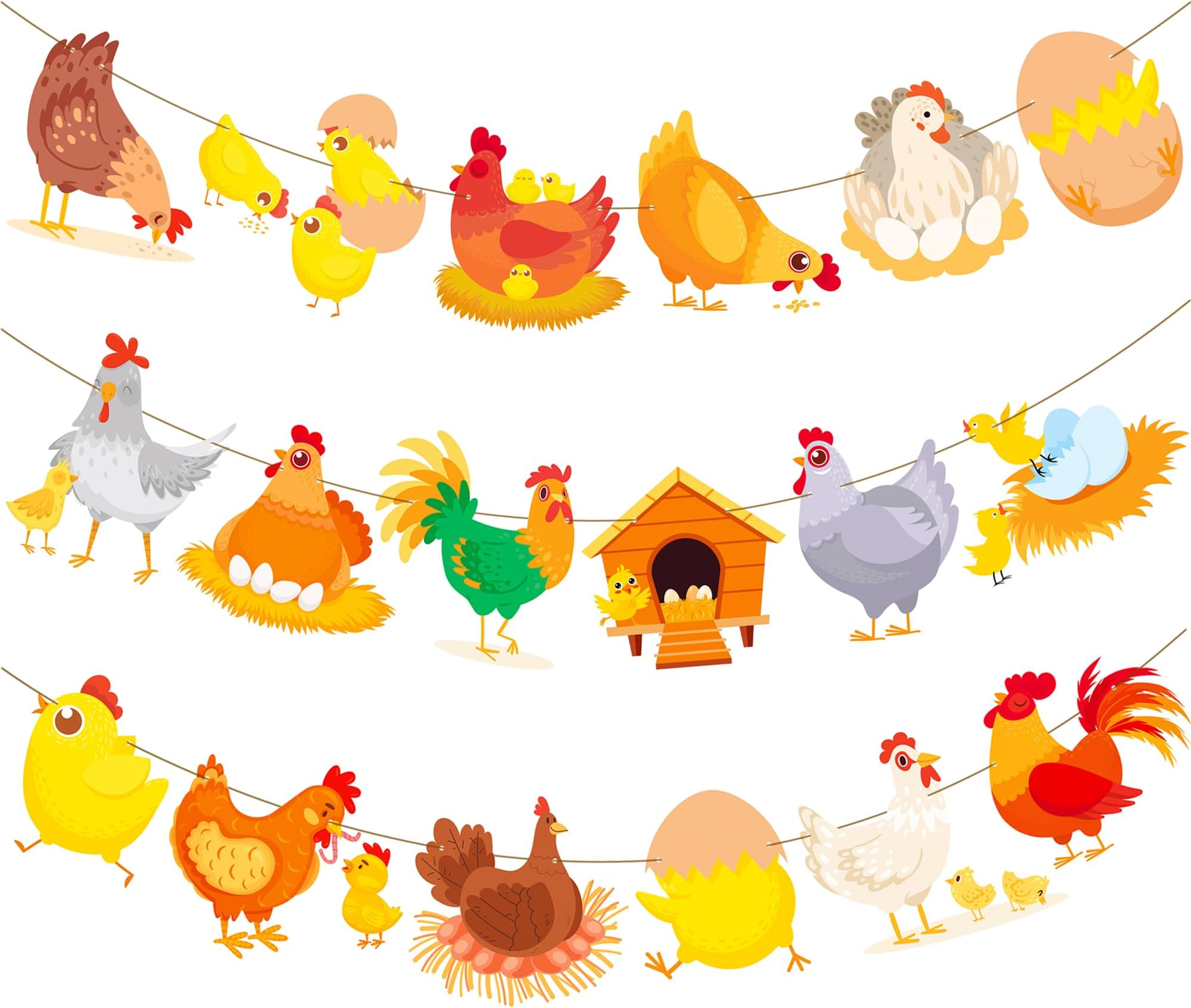 Amazon.com: Chicken Party Banners Chicken Birthday Decorations 2PCS ...