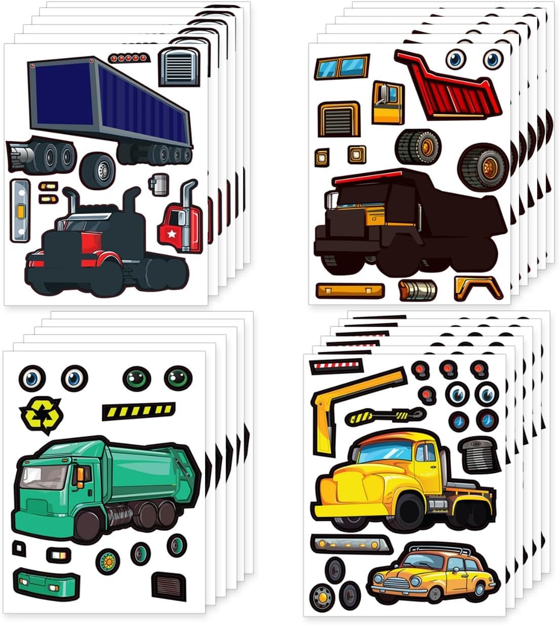 Amazon.com: 24 Make A Construction Truck Stickers for Kids - Create ...