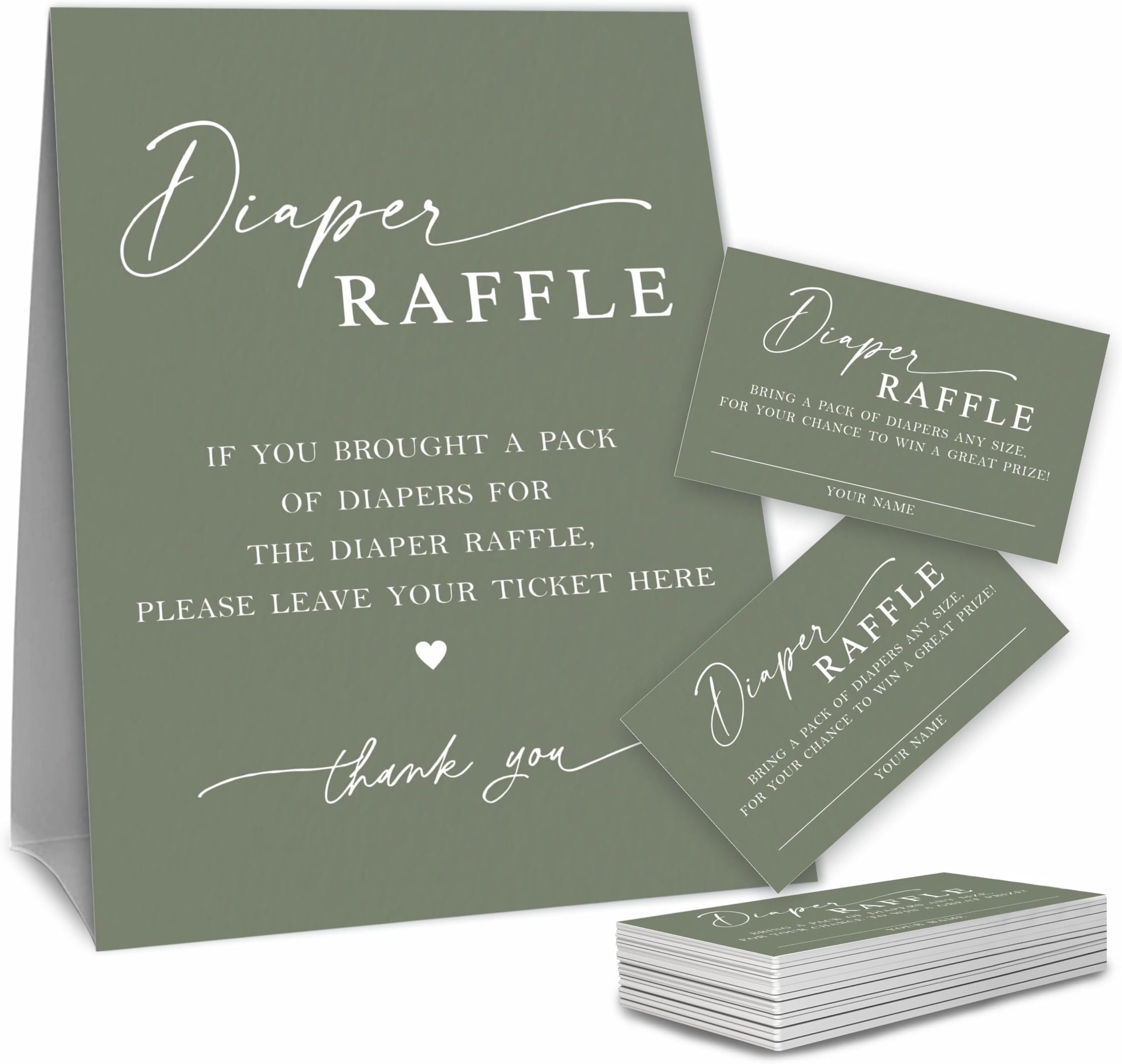 Amazon.com: Baby Shower Diaper Raffle Game Set, Calligraphy Green Theme ...