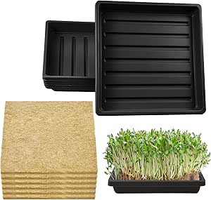 Amazon.com : 6Set Microgreens Growing Mat with Trays, 10″× 10″Jute ...
