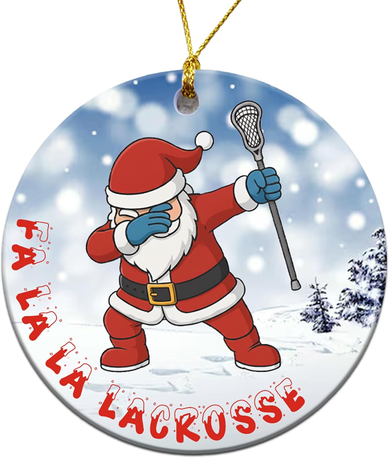 Amazon.com: MEDROC Santa Lacrosse Ornaments for Chrismtas Tree - Round ...