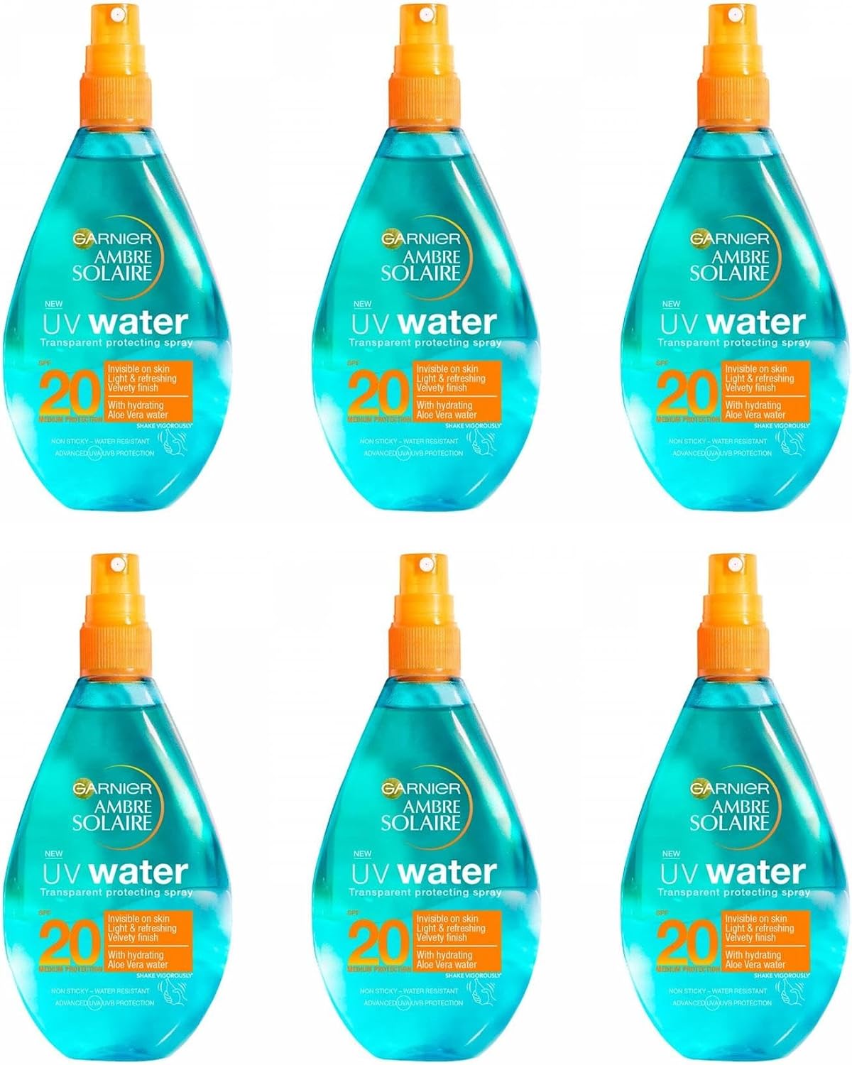 Garnier Ambre Solaire UV Water SPF 20 Spray - Multibuy 6 x 150ml ...