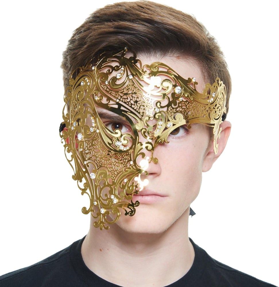 Amazon.com: Motor-acc Luxury Phantom Laser Cut Mask Masquerade Metal ...