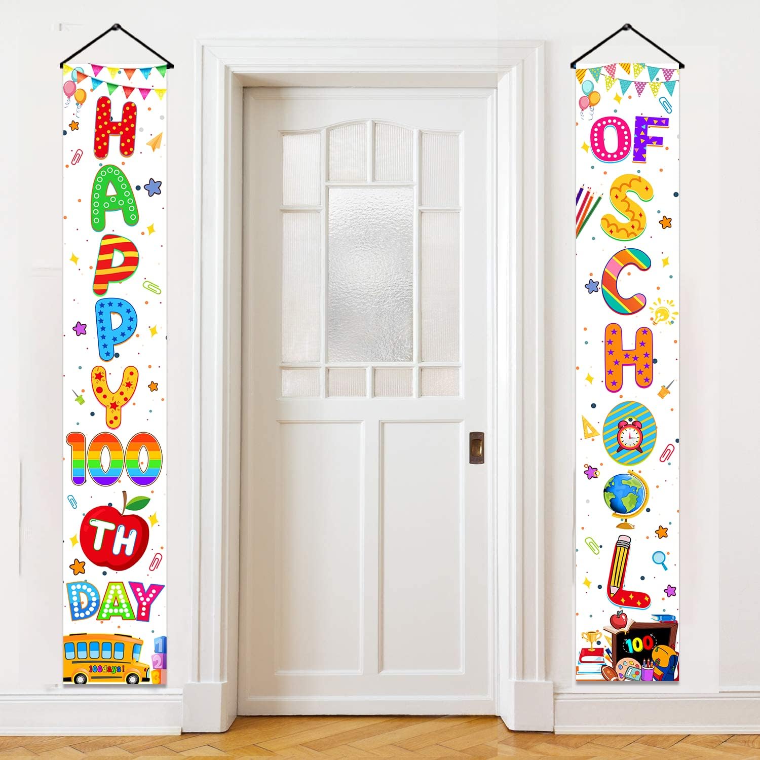 Amazon.com: 71" X 12" 100 Days Of School Banner, 100 Days Of School ...