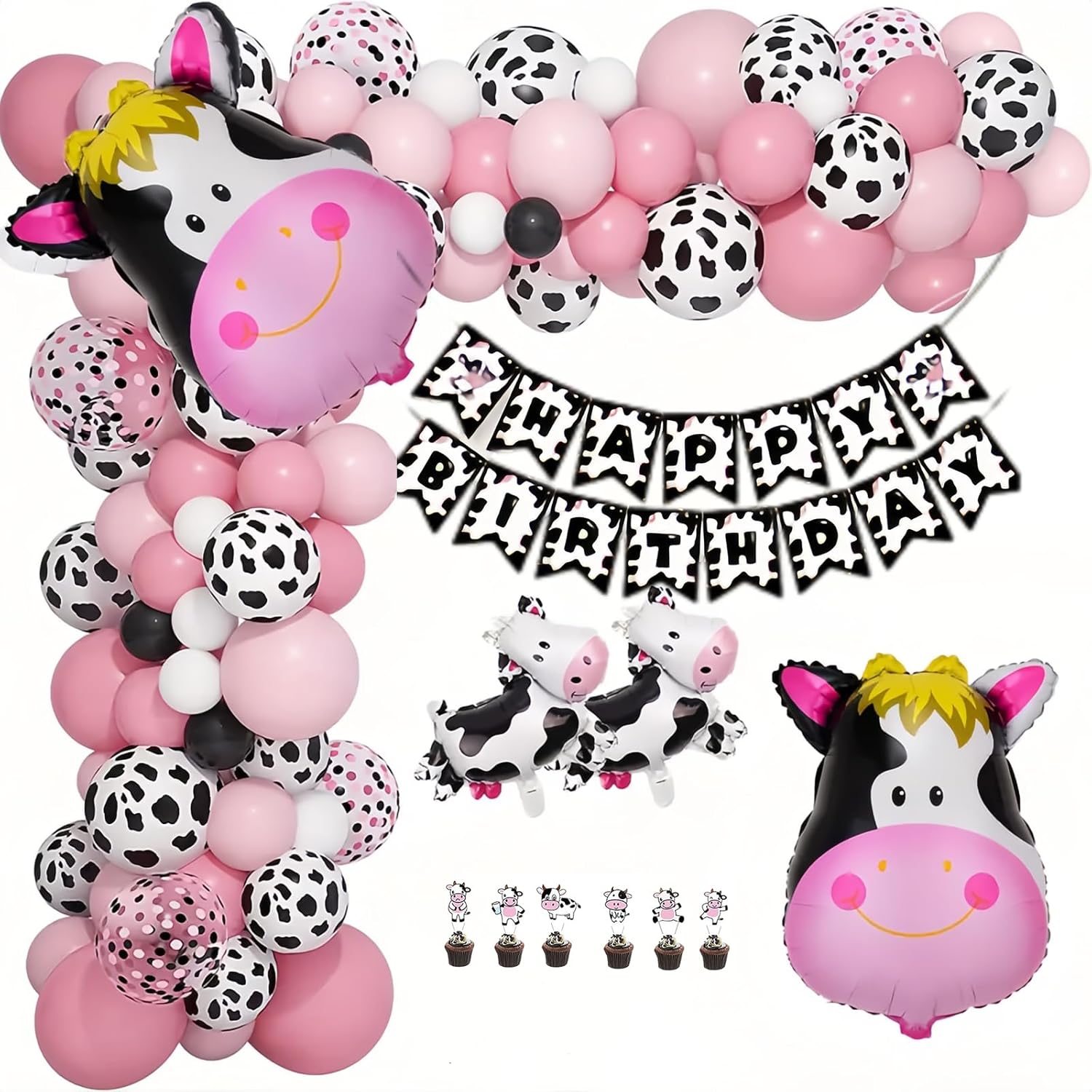 Amazon.com: Maznyu 114Ppcs Cow Party Decorations Cow Balloon Garland ...