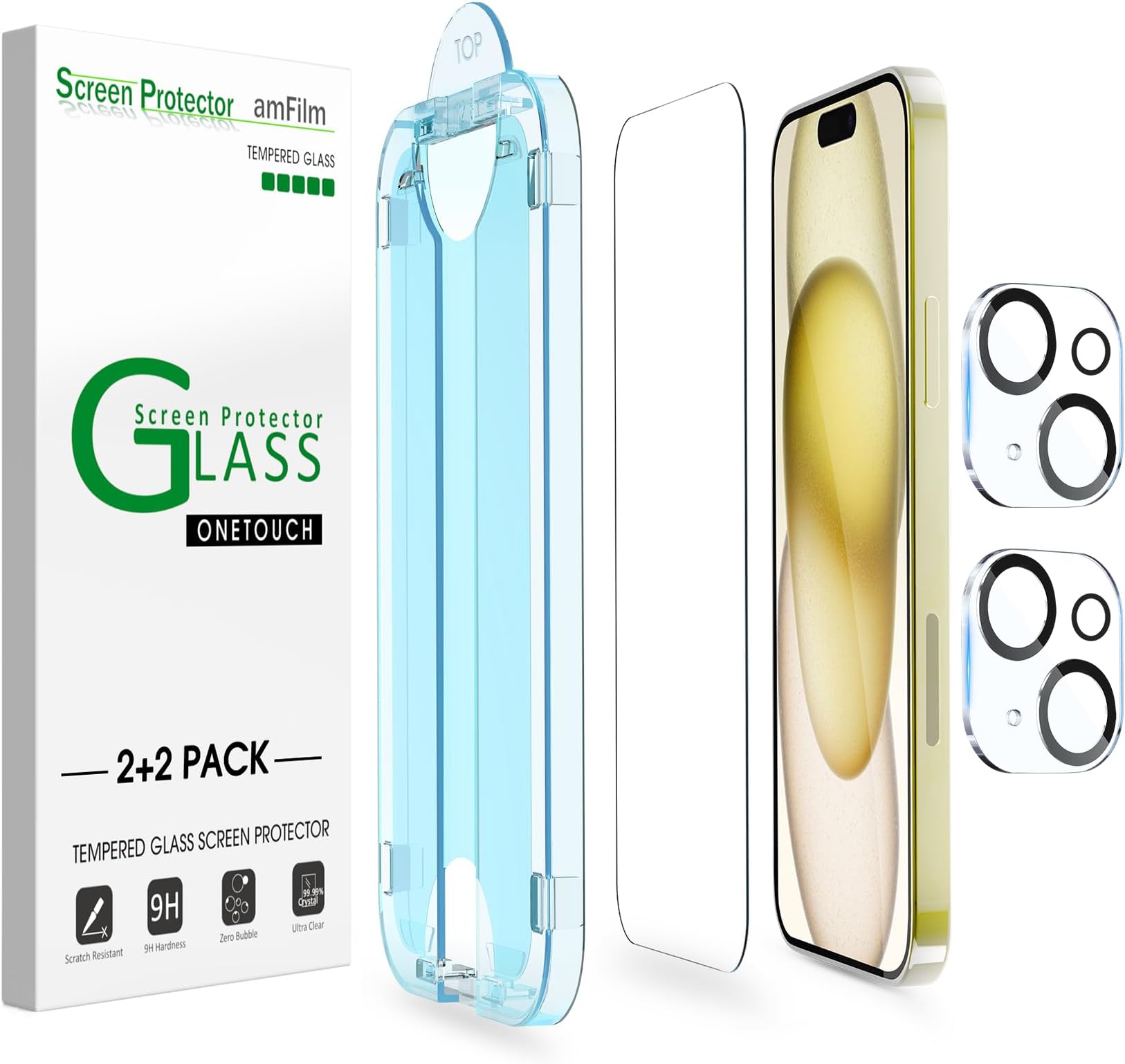 Amazon.com: ivoler 3+3 Pack Tempered Glass for iPhone 15 Screen ...