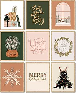 Amazon.com: AnyDesign 9Pcs Christmas Boho Wall Art Prints Merry ...