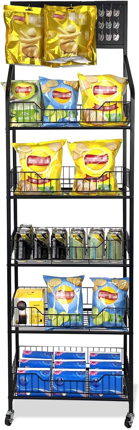 Amazon.com: 5 Tier Snack Rack Display Stand - Retail Display Shelves ...