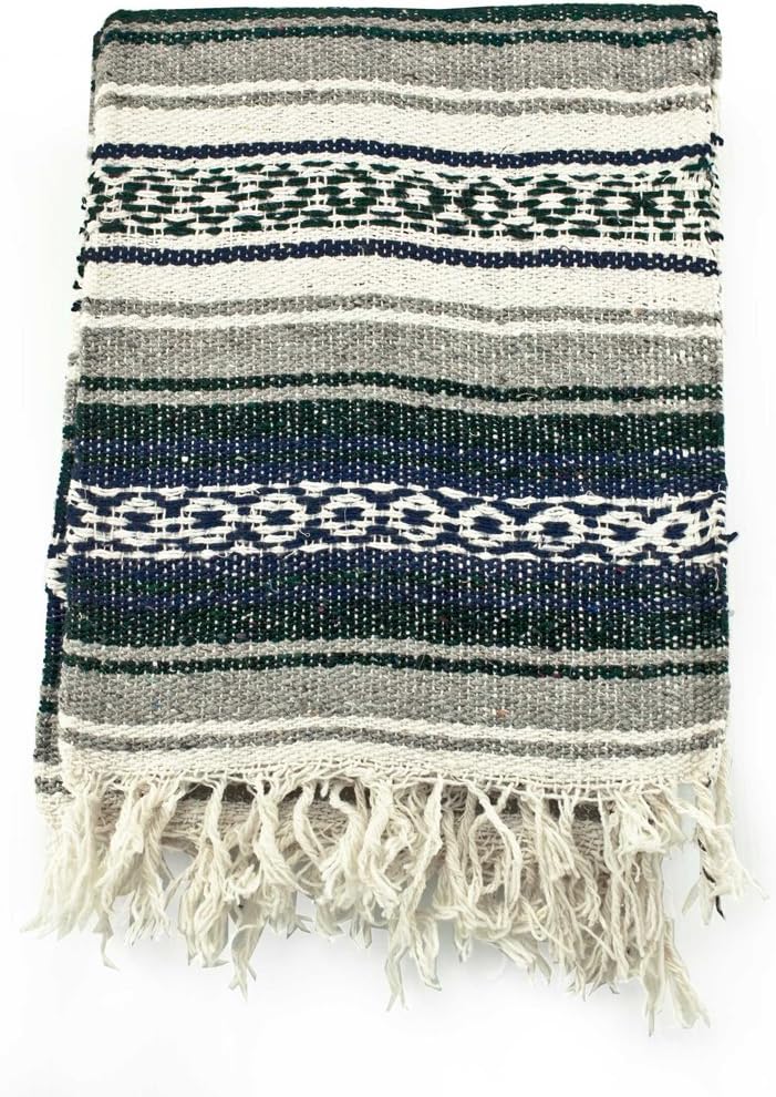 Amazon.com: Mexican Blanket Serape colors black, grey & white : Home ...