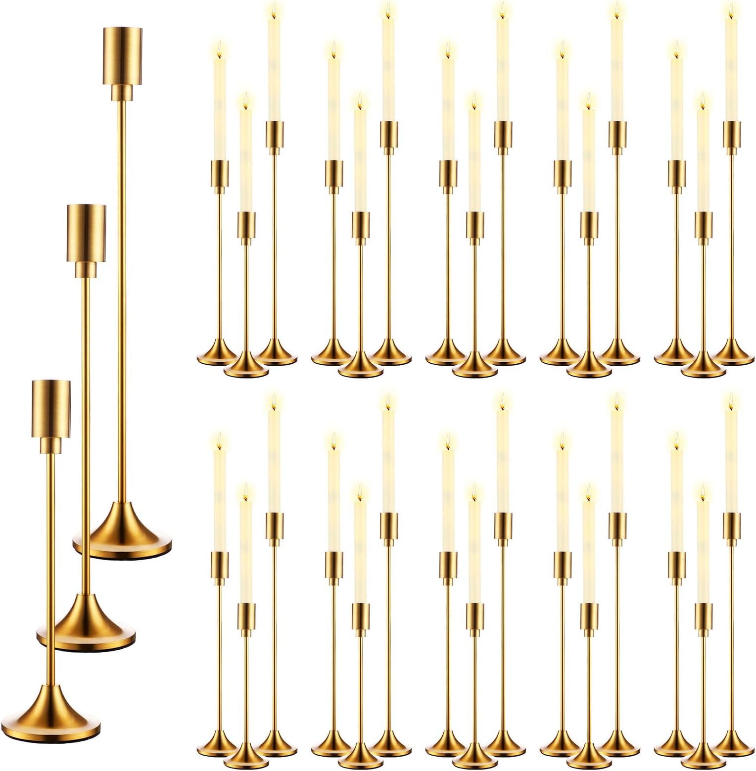 Amazon.com: Mumufy 30 Pcs Gold Candlestick Holder Bulks Gold Taper ...