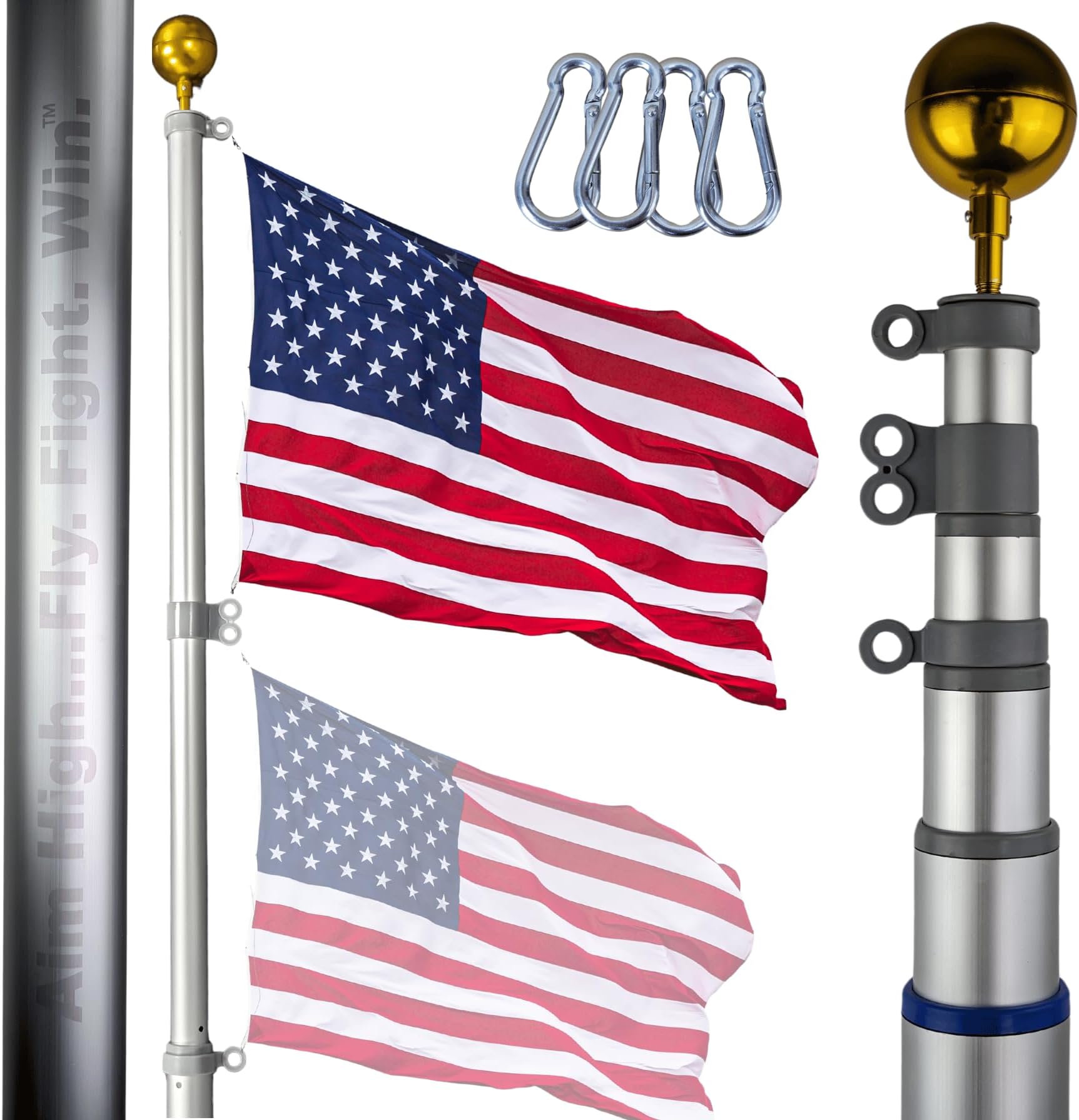 Amazon.com : Service First Heavy Duty Telescoping Flagpole Kit (Air ...