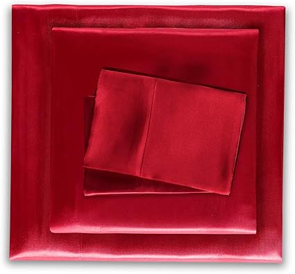 Amazon.com: Honeymoon Luxury Satin Bed Sheet Set, Ultra Silky Soft ...