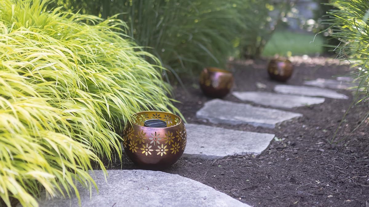 Solar Fire Bowl Luz de llama parpadeante de decoración de paisaje de 9 ...