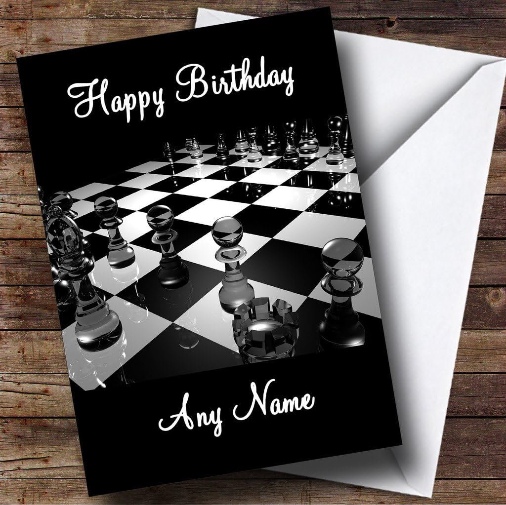 Fingerprint Designs Chess Board Personalised Birthday Card | Sports ...
