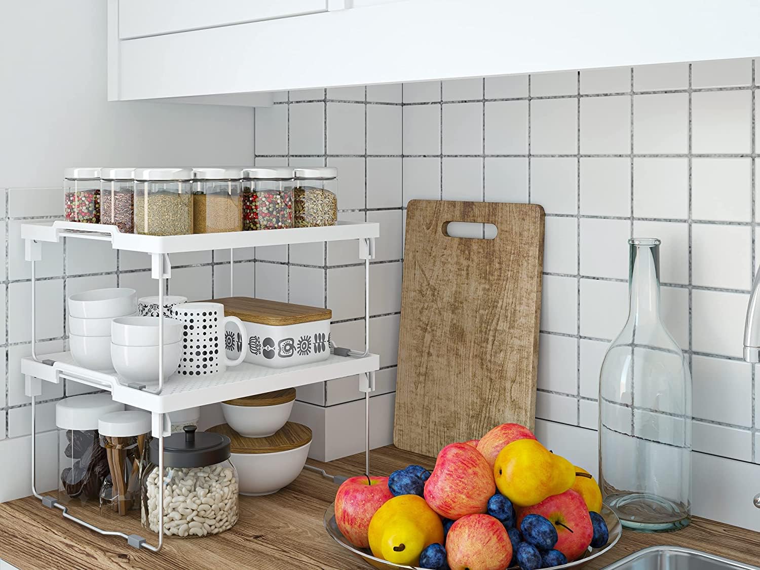 Snapklik.com : Ums Plastic Kitchen Cabinet Shelf Organizer-Stackable ...