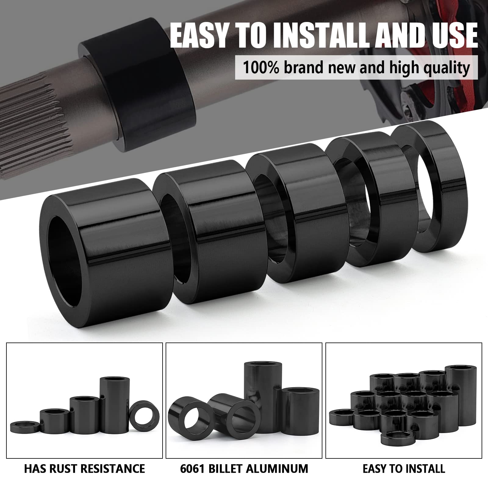 Snapklik.com : Moqiang Wheel Axle Spacer Kit 3/4 ID 1-1/4 OD Aluminum ...