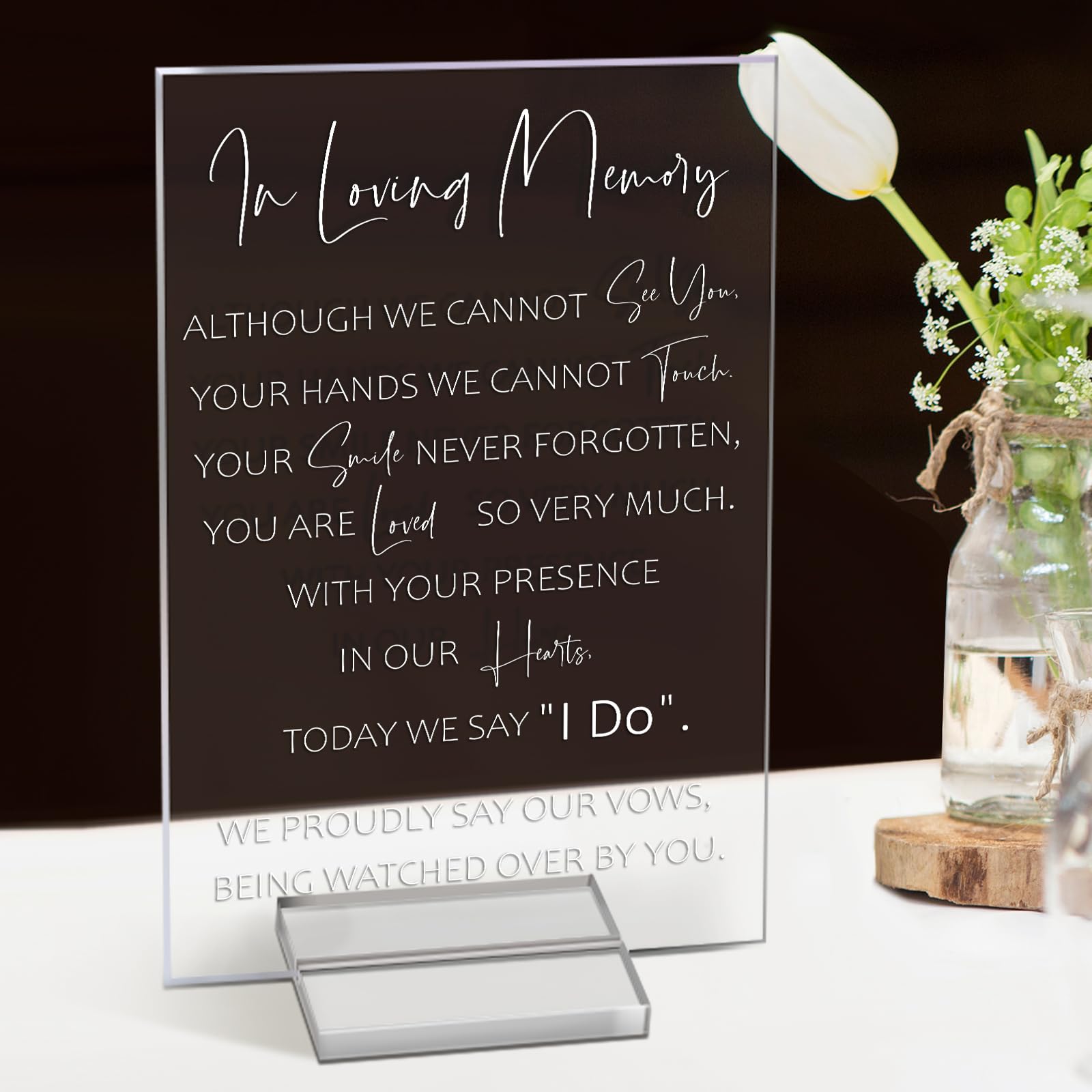 Amazon.com: Chunful Memorial Table Sign for Wedding, Acrylic Wooden ...