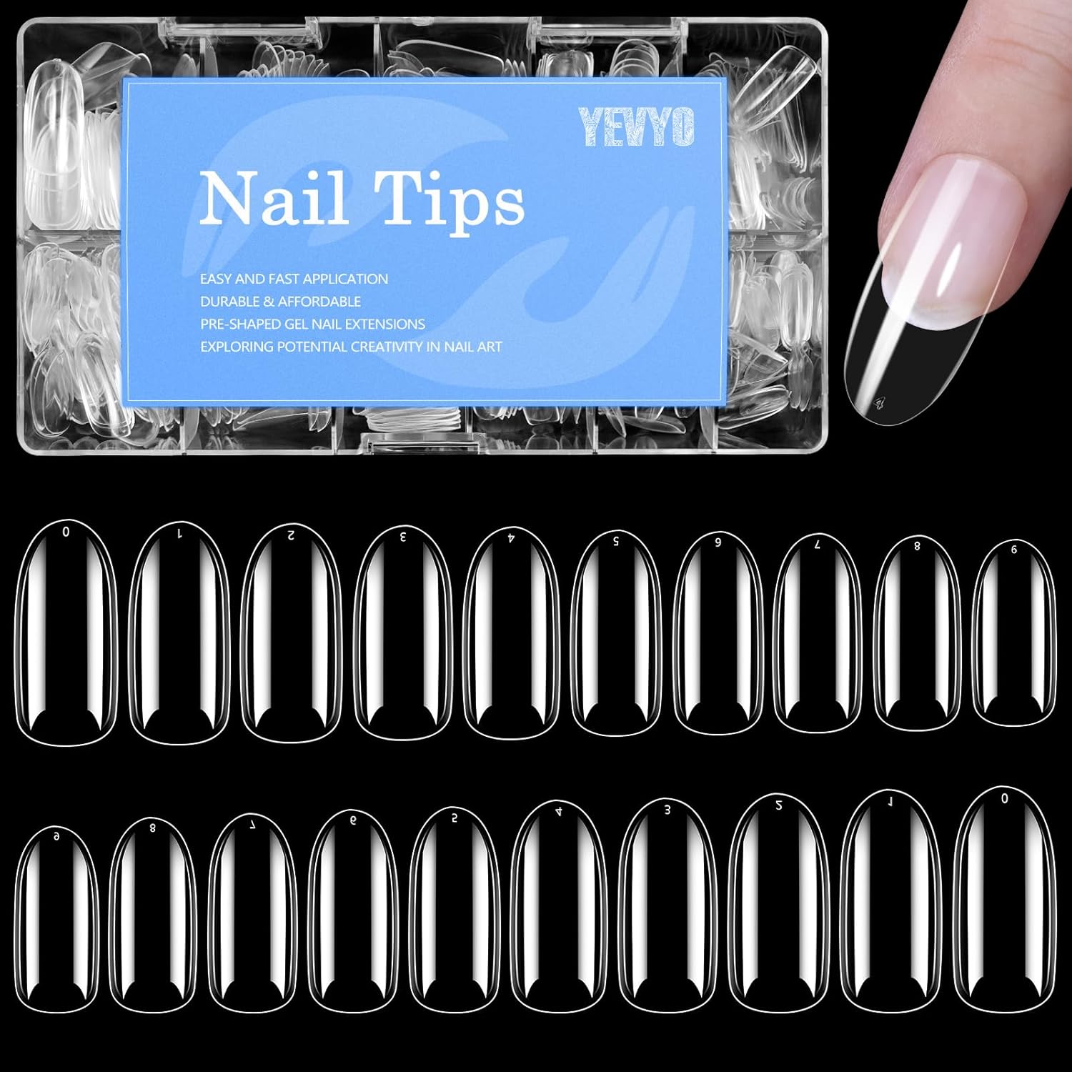 Amazon.com: Yevyo 500 Pcs Clear Gel X Nail Tips Round Nail Tips False ...