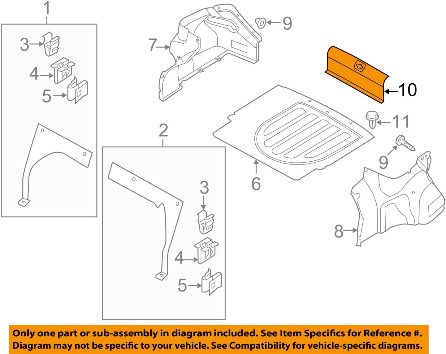 Amazon.com: Genuine Hyundai 85770-1R000-RY Transverse Trim, Rear ...