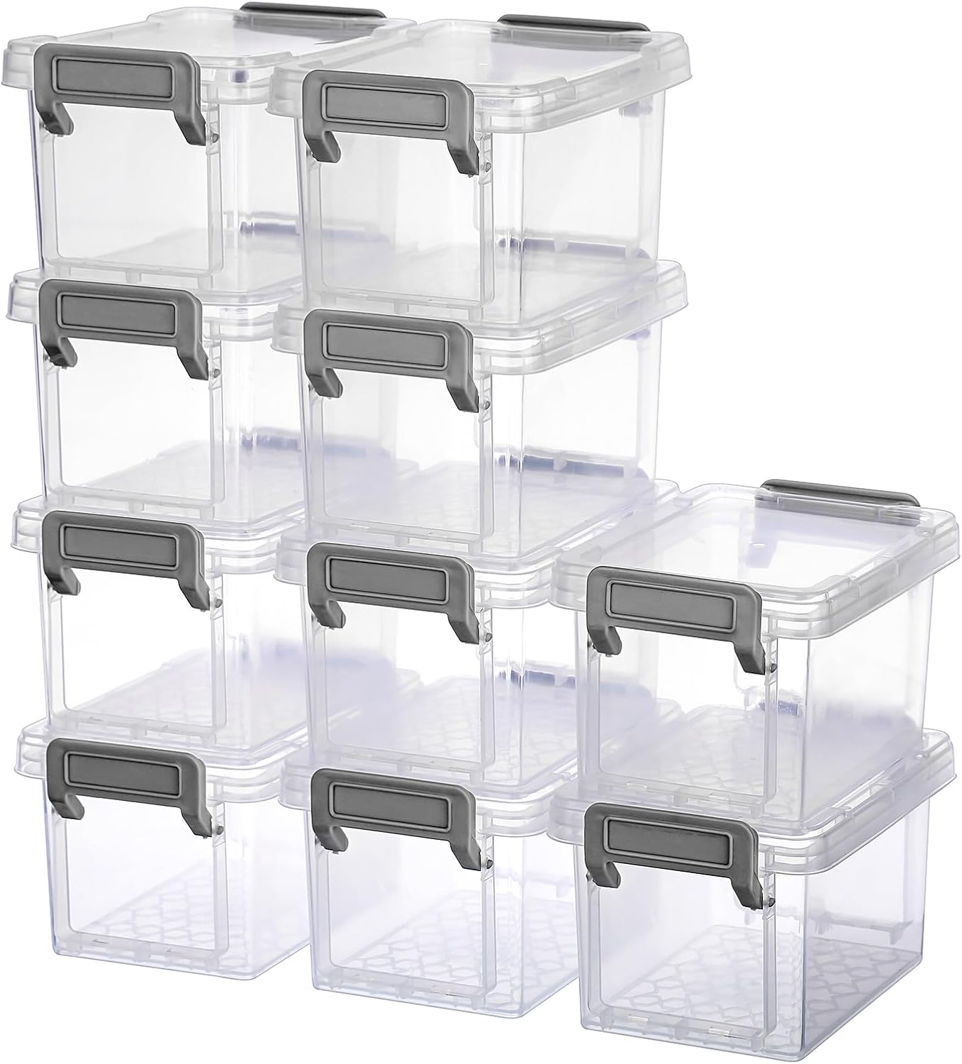 BSTKEY 10 Pcs Plastic Small Storage Containers With Lids, Clear Mini ...