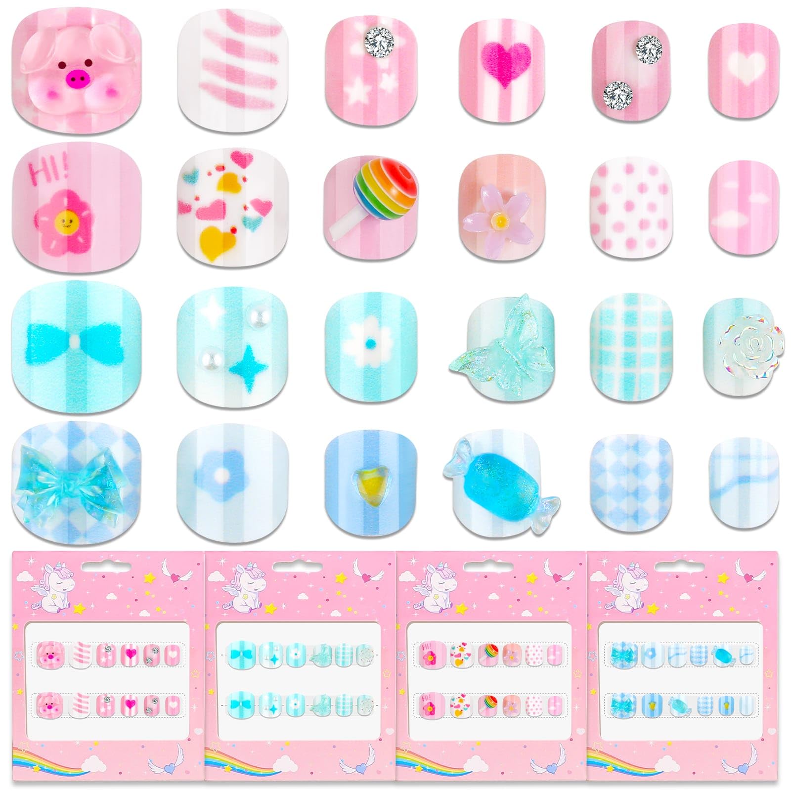 Amazon.com: Press on Nails Girls, Thrilez Kids Fake Nails Press ons Kid ...