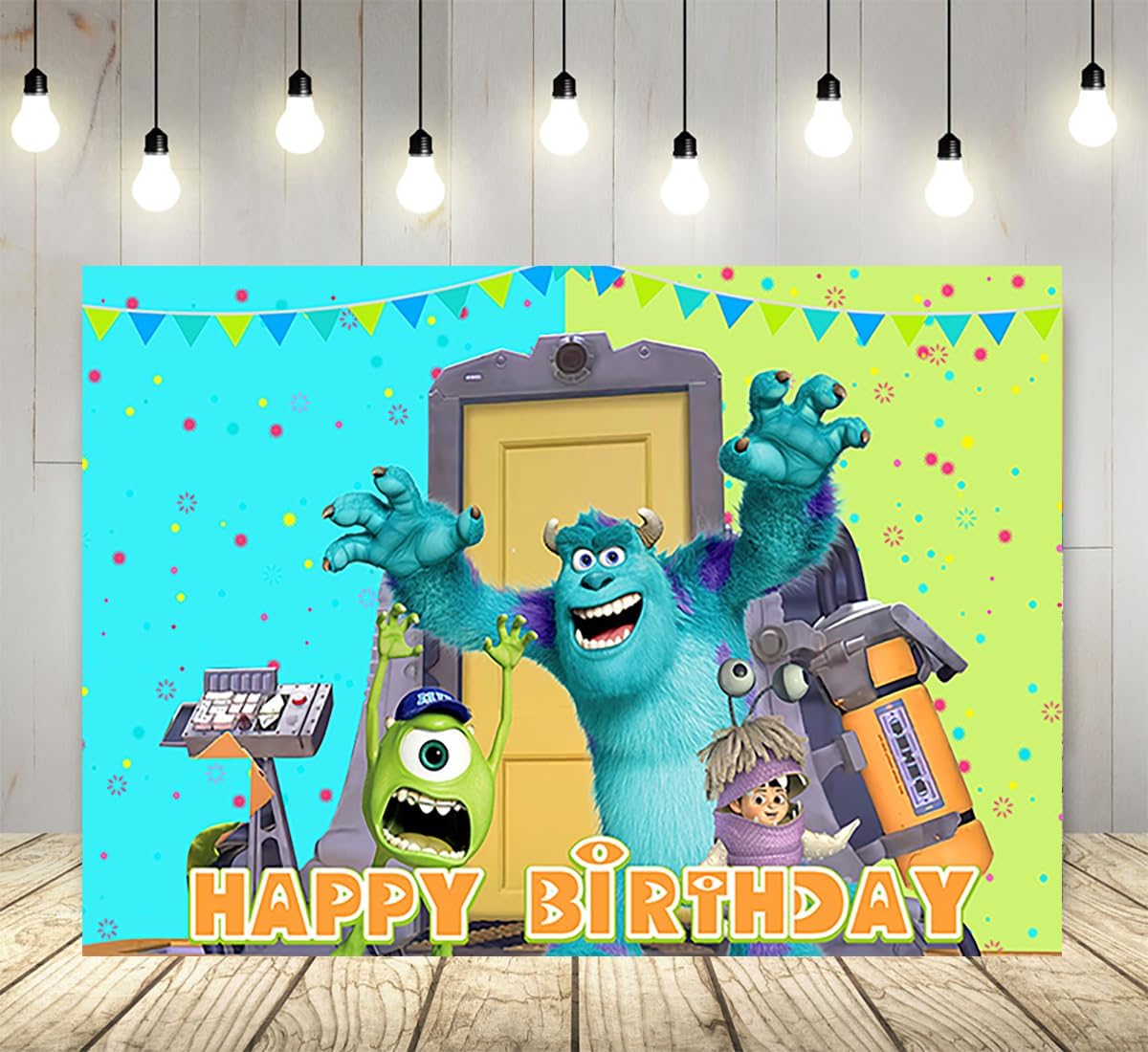 Amazon.com : Green Monster Inc Backdrop for Birthday Party Supplies ...