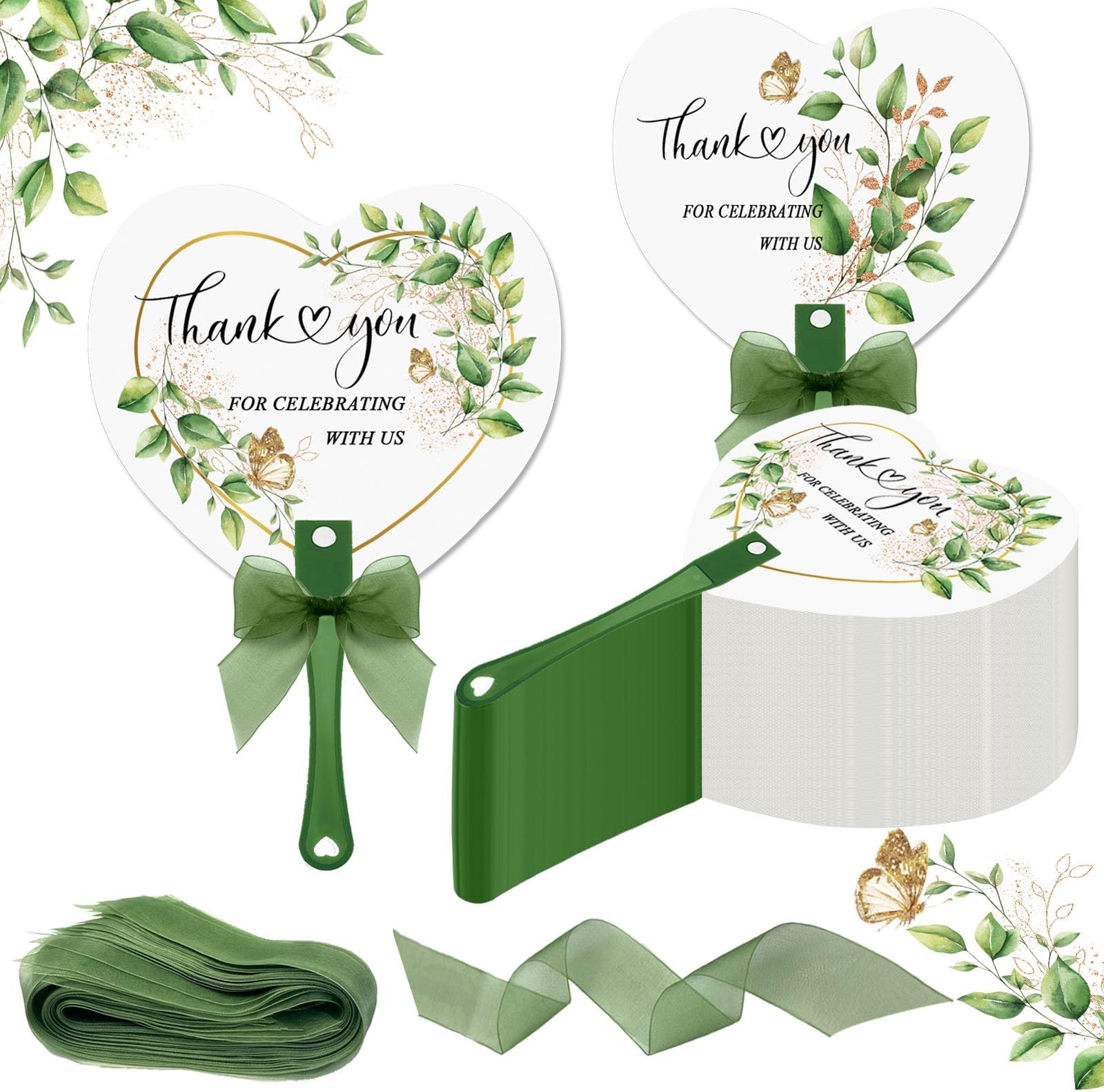 Amazon.com: Huwena 50 Sets Wedding Fans for Guest Bridal Shower Favors ...