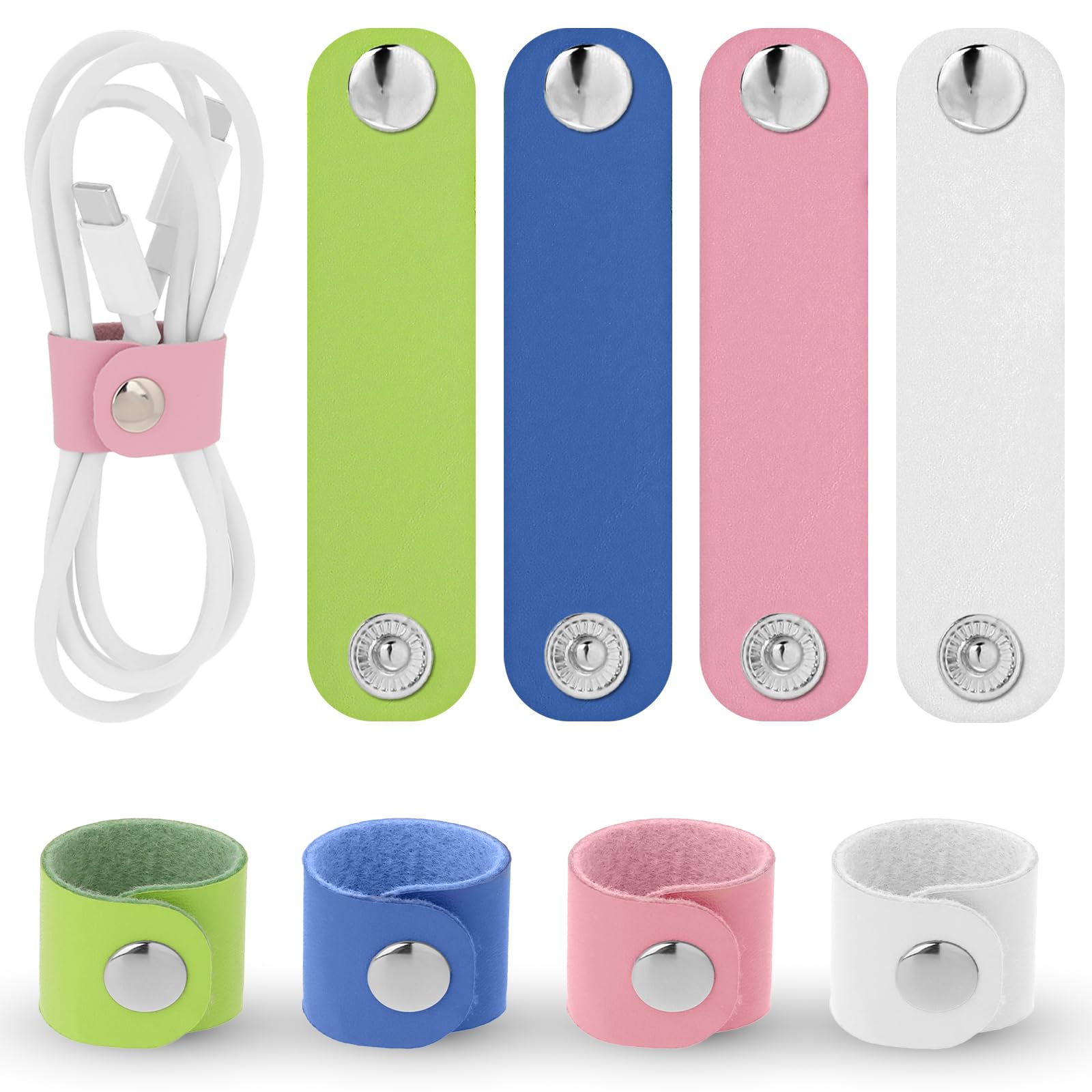 Amazon.com: Piriuuo 8 Pcs Leather Cord Organizer, Reusable Cable Straps ...