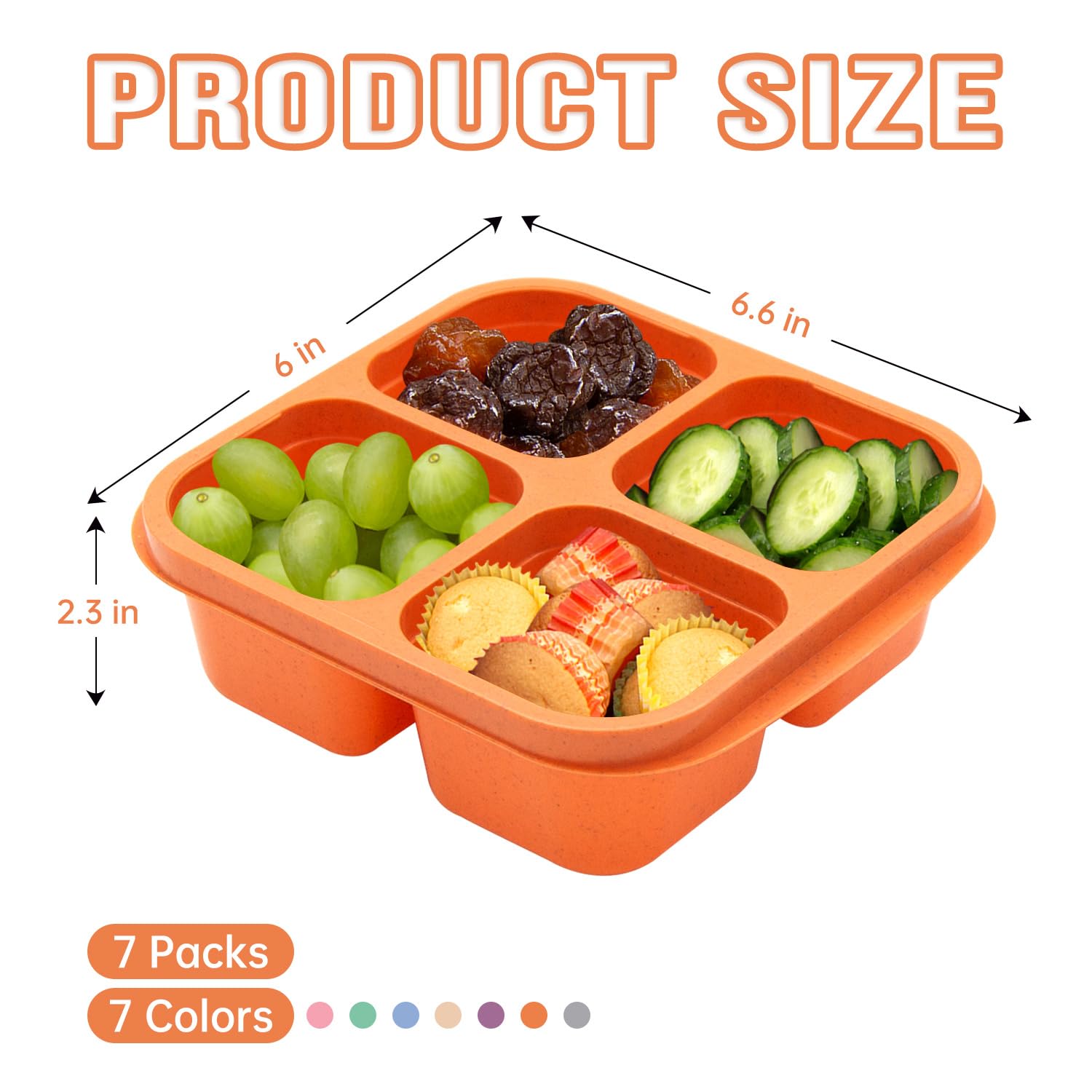 Snapklik.com : Luriseminger 7 Pack Bento Lunch Box 4 Compartment Snack ...