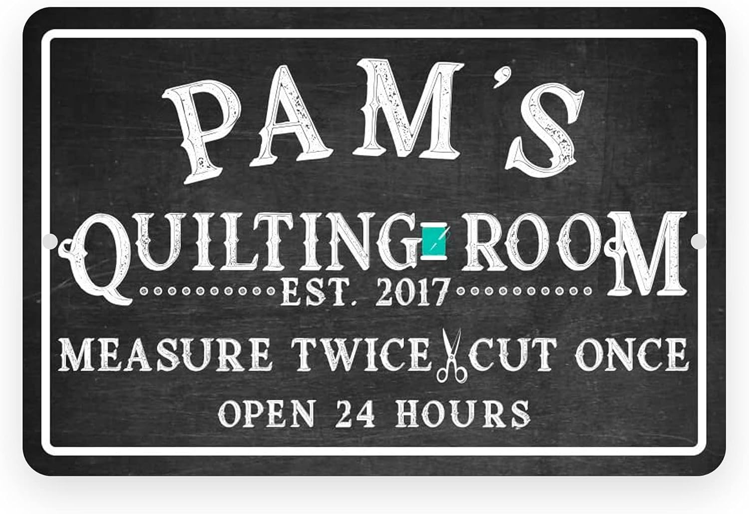 Amazon.com: Personalized Quilting Room Chalkboard Look Metal Room Sign ...