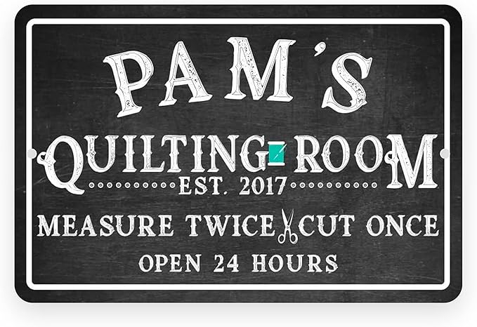 Amazon.com: Personalized Quilting Room Chalkboard Look Metal Room Sign ...