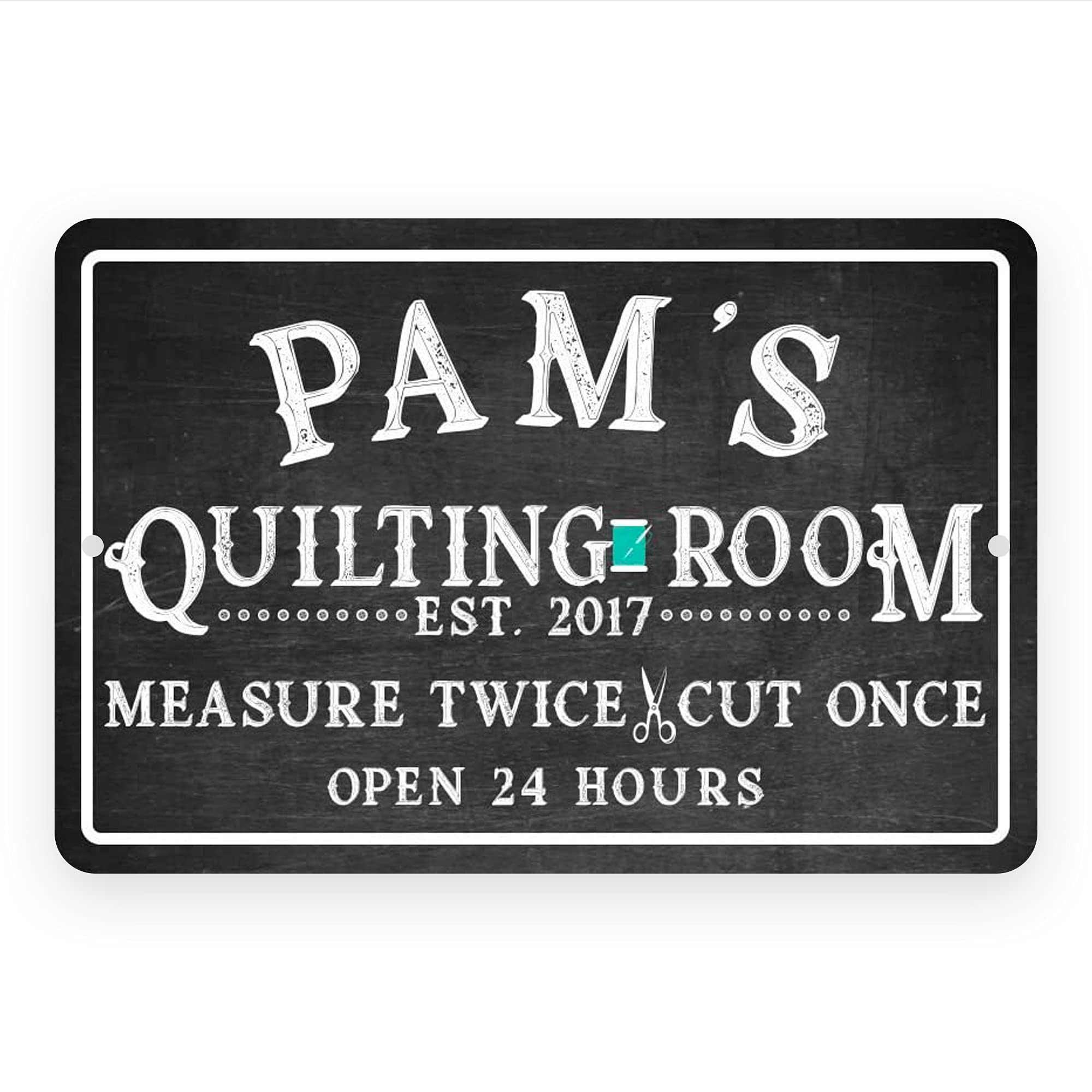 Amazon.com: Personalized Quilting Room Chalkboard Look Metal Room Sign ...