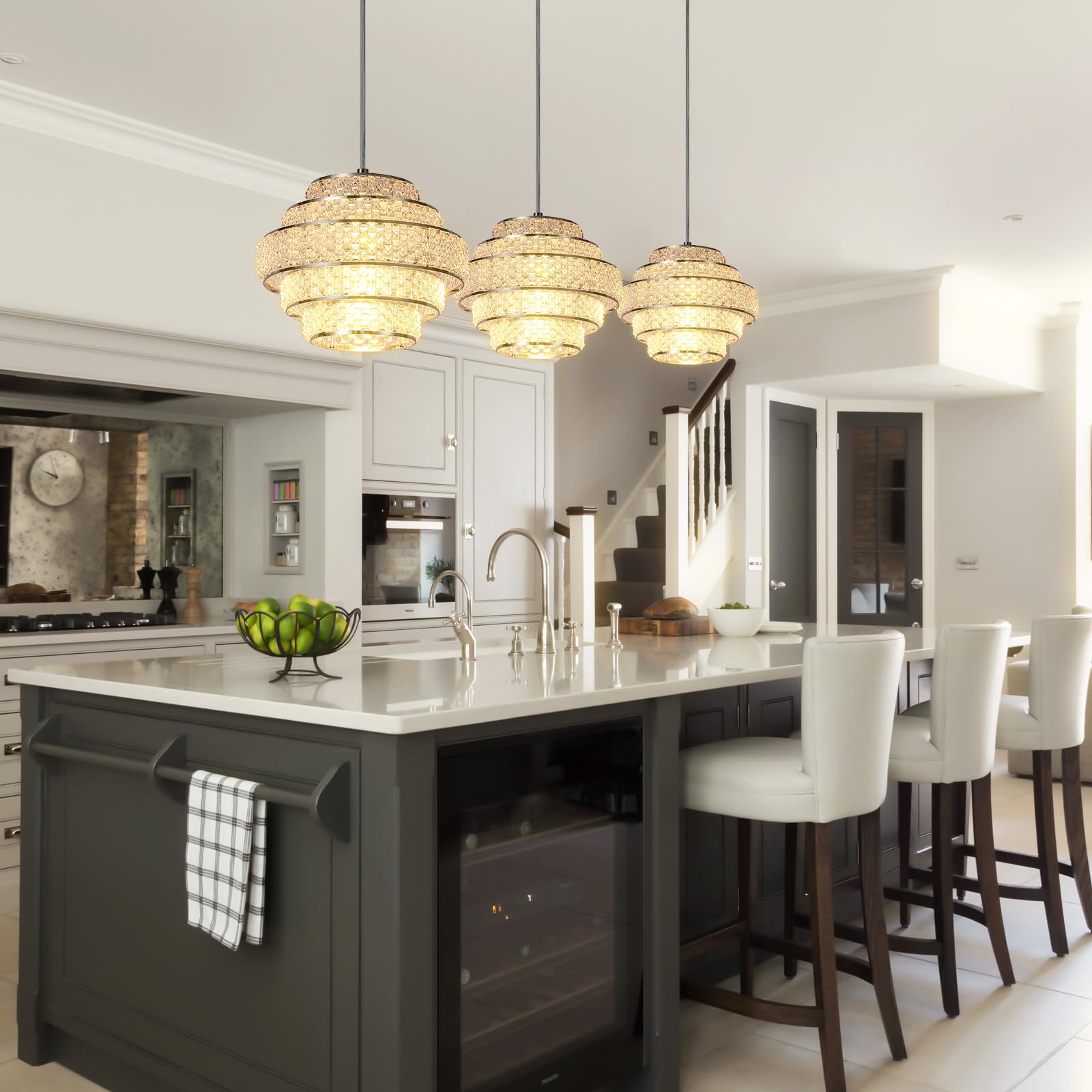 Modern Pendant Light Adjustable Height Hanging Light Fixture Acrylic ...