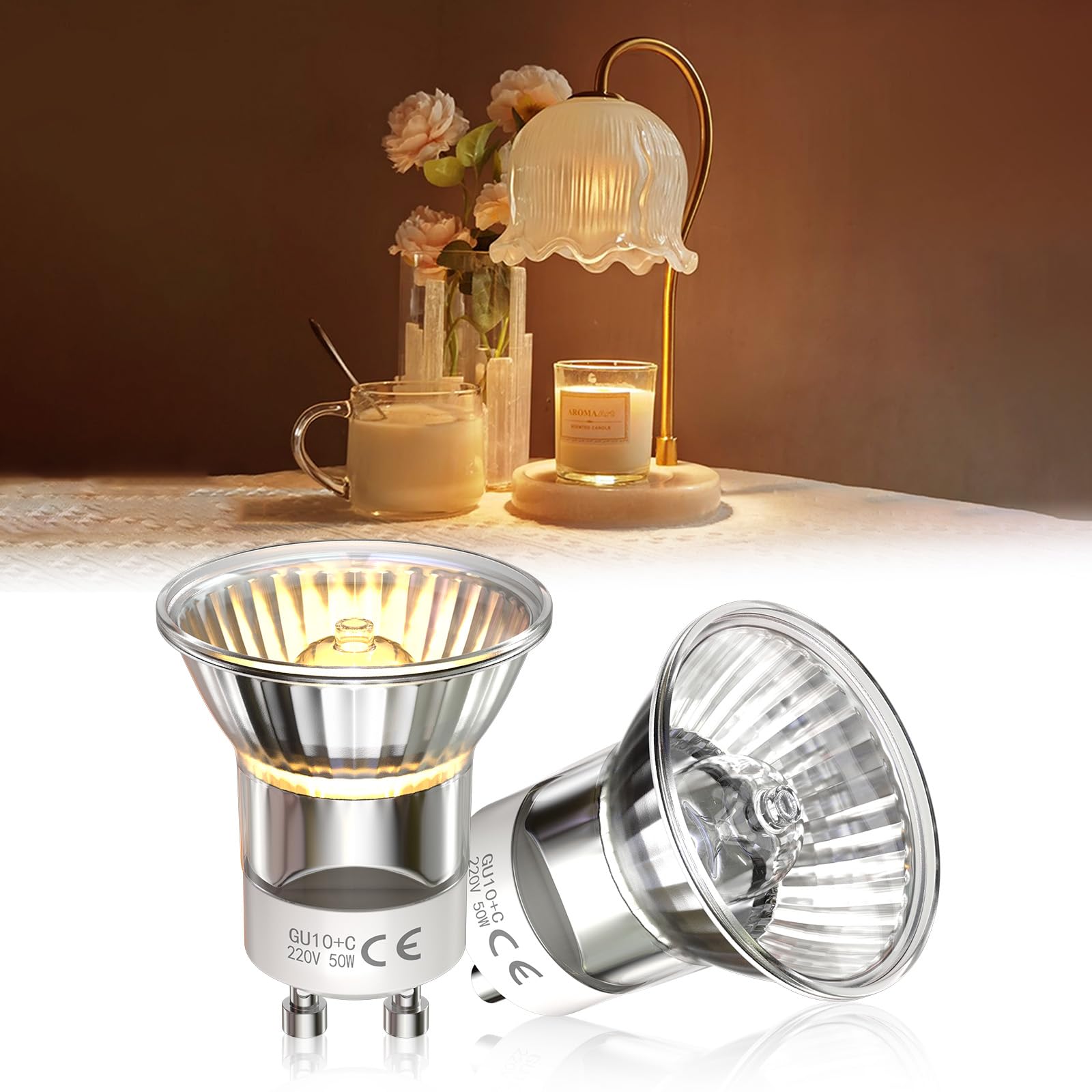 TobeBright 50W GU10 Wax Melt Bulb for Candle Warmer Lamp, Dimmable GU10 ...
