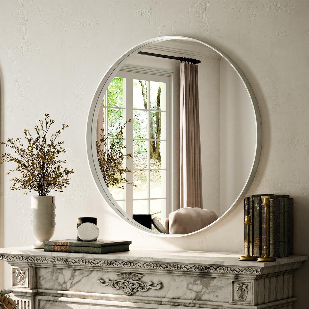 Amazon.com: VooBang Gorgeous Round Mirror, 24" Deep Frame Circle Mirror ...